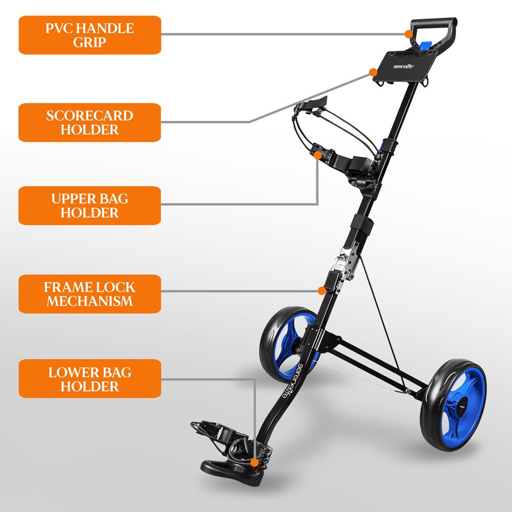 Foldable 2-Wheel Golf Push Cart - Aluminum Pull Cart, Upper & Lower Br ...